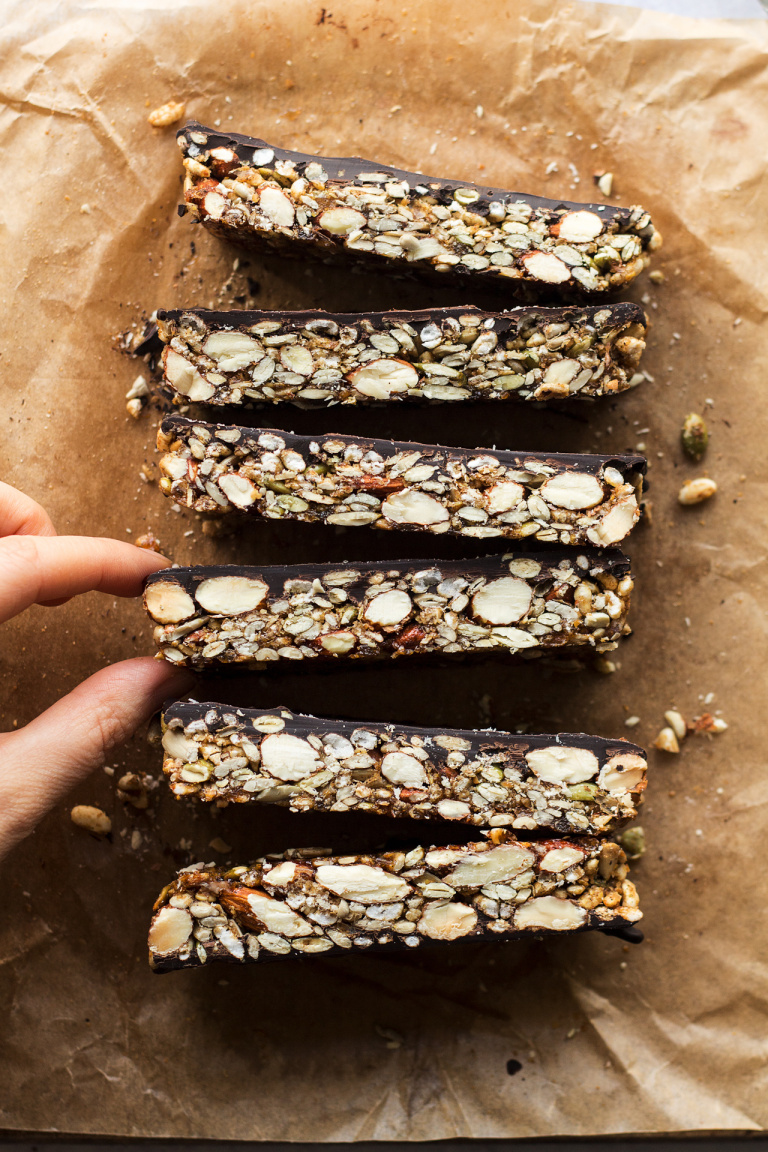 Chocolate nut bars with salt